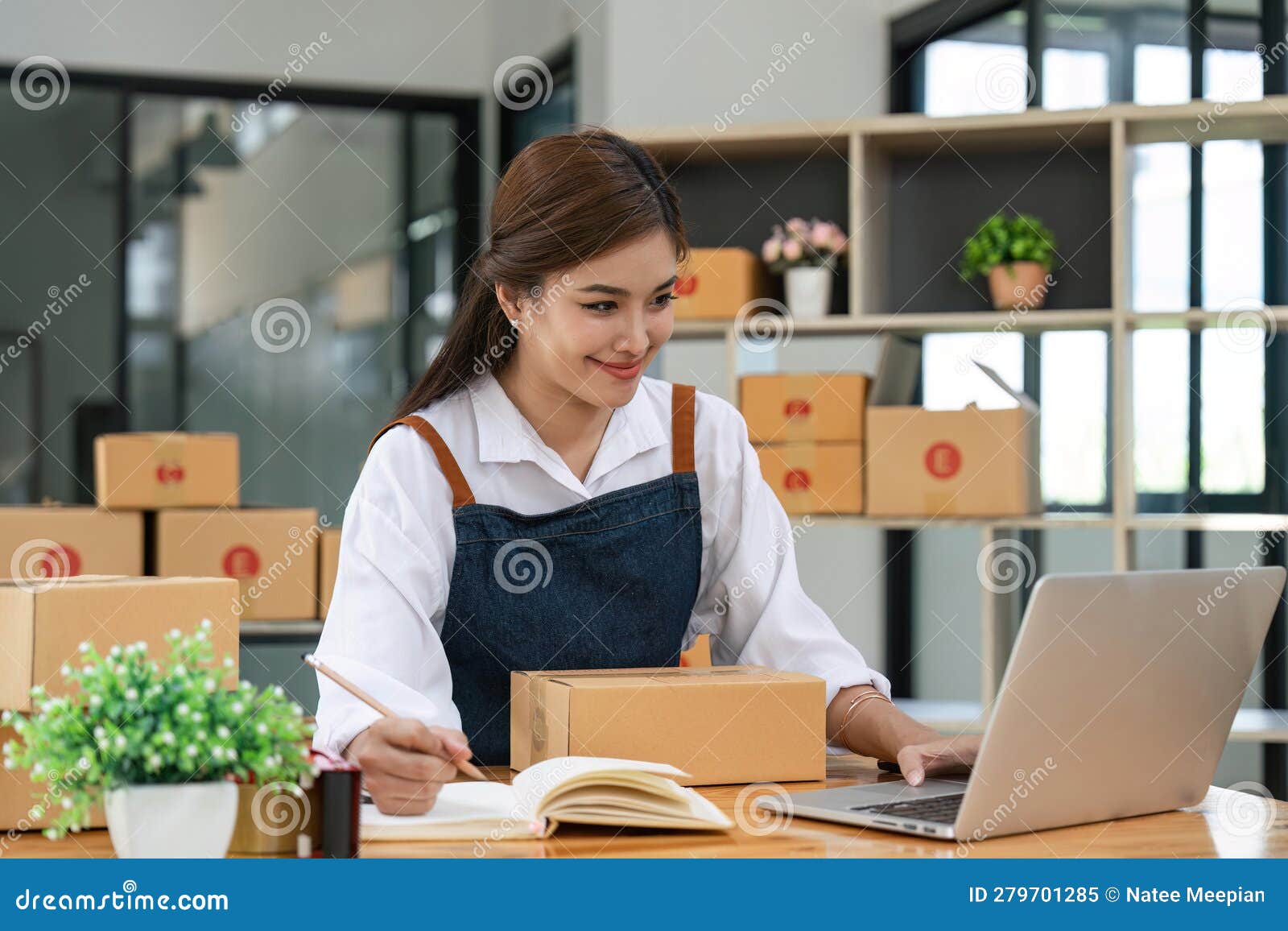 Woman in a Small Start-up Business Woman Working in a Home Office ...