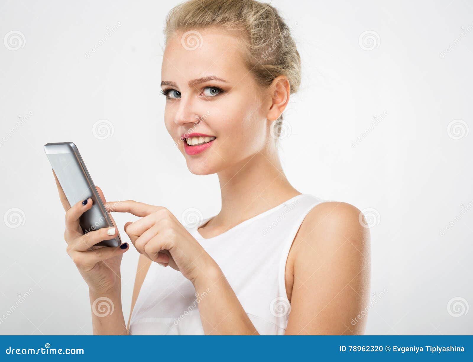 Woman with a smartphone stock photo. Image of girl, beautiful - 78962320