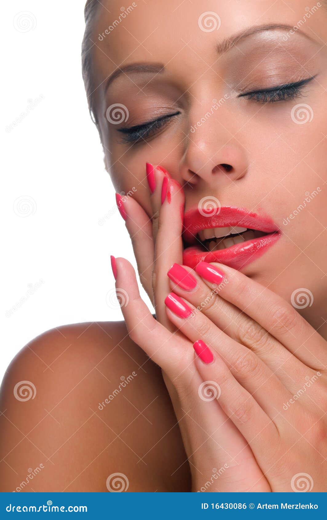 Woman with Smeared Lipstick Stock Photo - Image of adult, body: 16430086