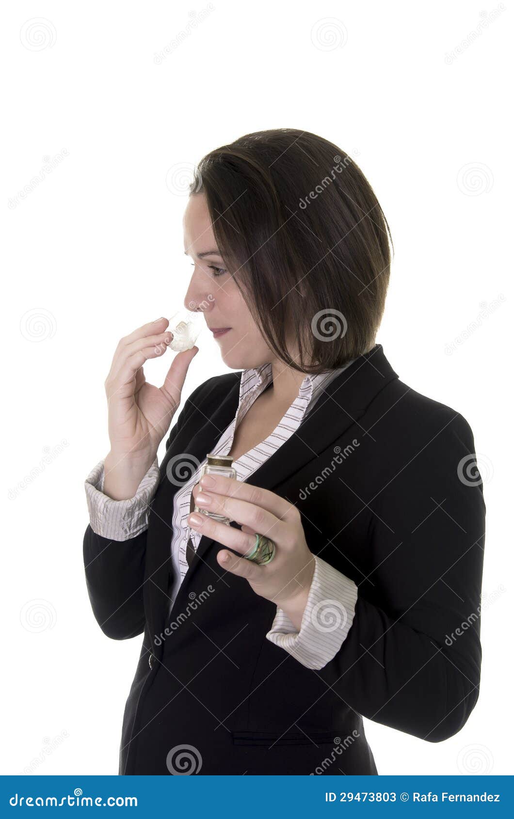 Woman smelling parfum stock image. Image of bottle, hair - 29473803