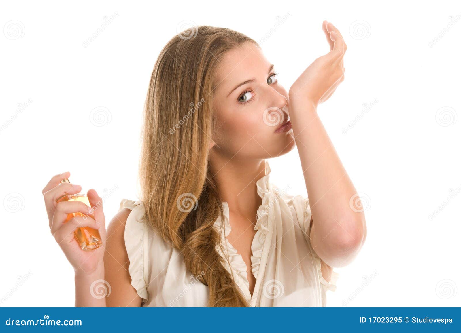 Woman smelling perfume stock image. Image of face, gladness - 17023295