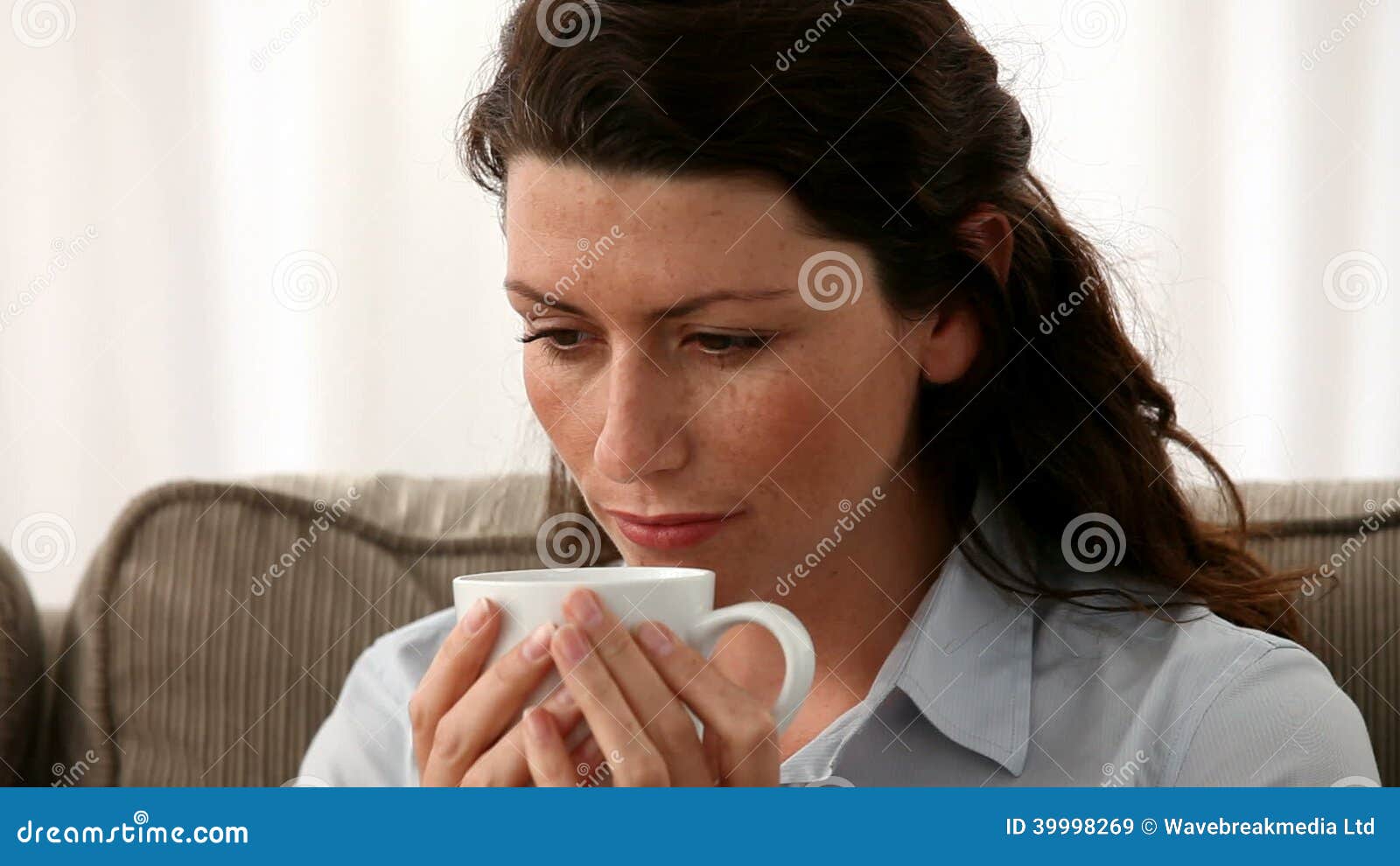 Woman Smelling Tea or Coffee Stock Video - Video of lifestyle ...