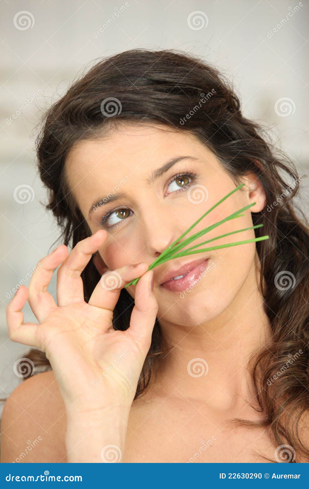 Woman smellinggrass stock photo. Image of eyes, caucasian - 22630290