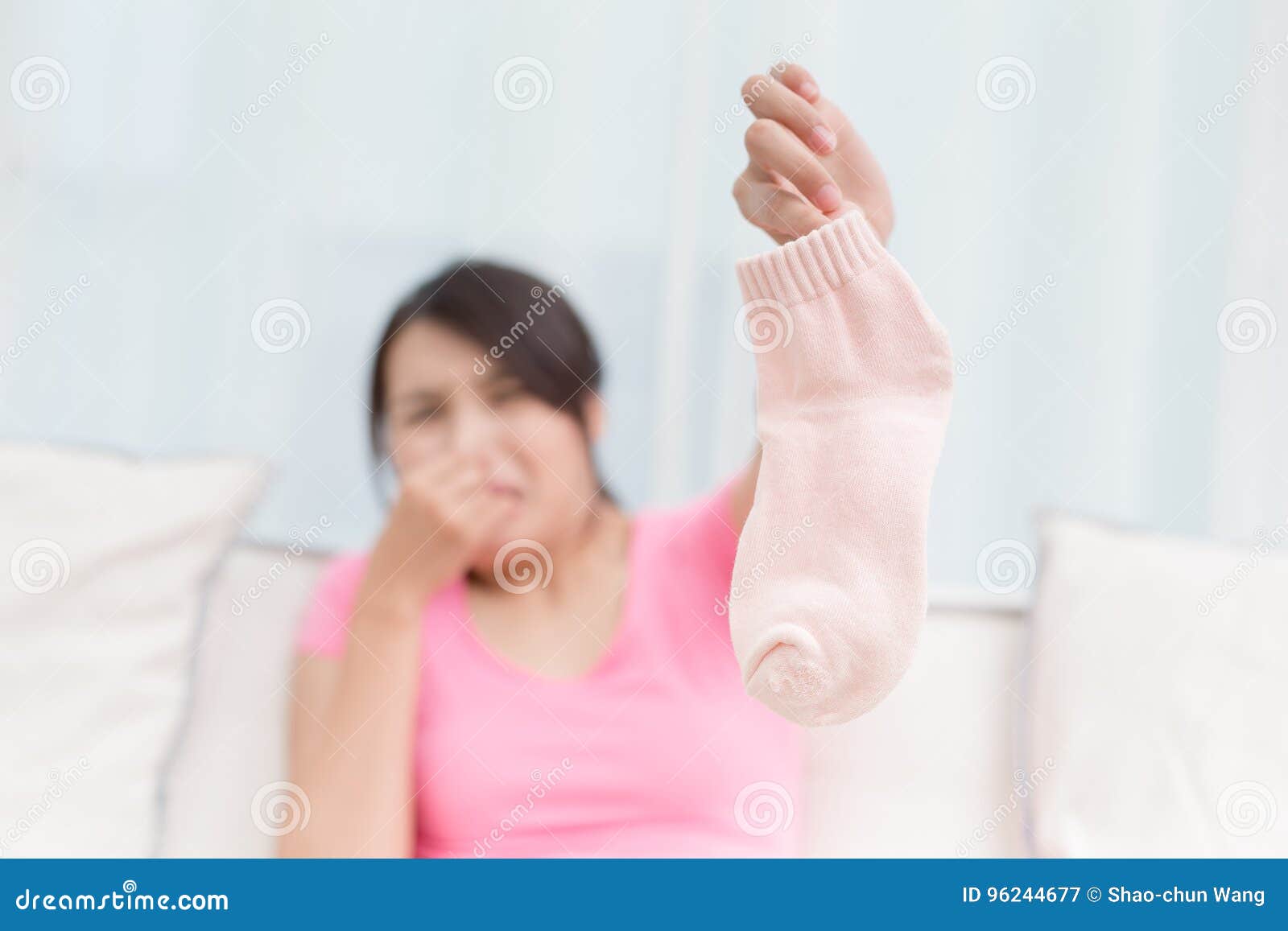Woman with smelly socks stock image. Image of home, healthy - 96244677