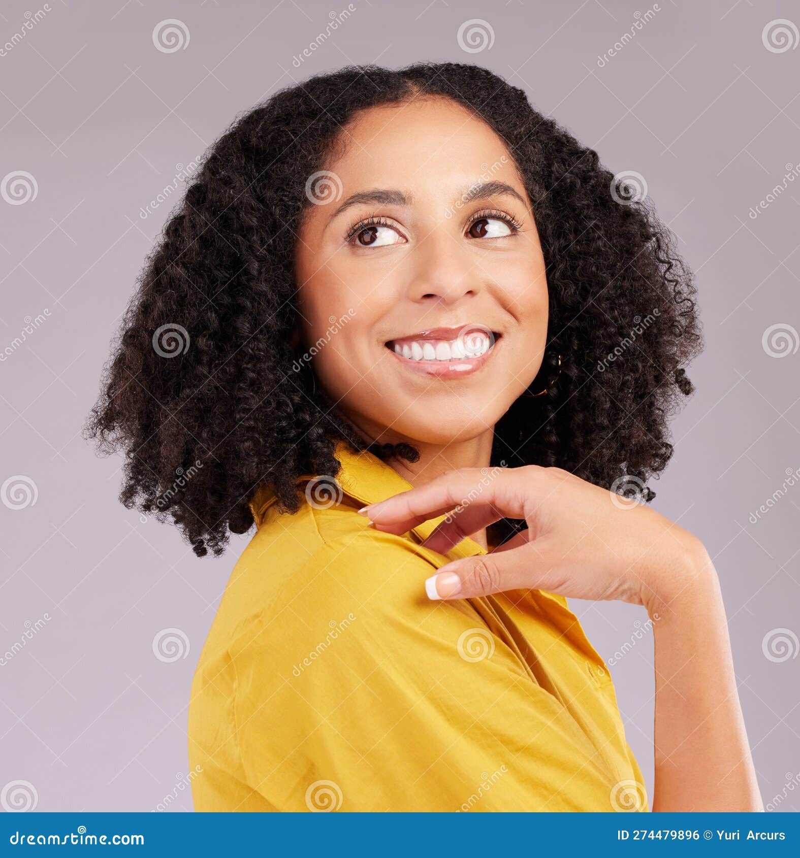 Woman, Smile and Thinking Face in Studio, Background and Backdrop for ...