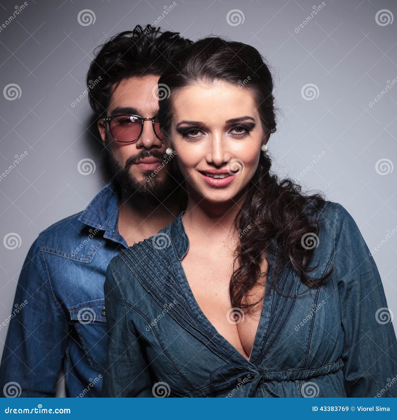 Woman Smiles in Front of Her Boyfriend Stock Image - Image of hairstyle ...