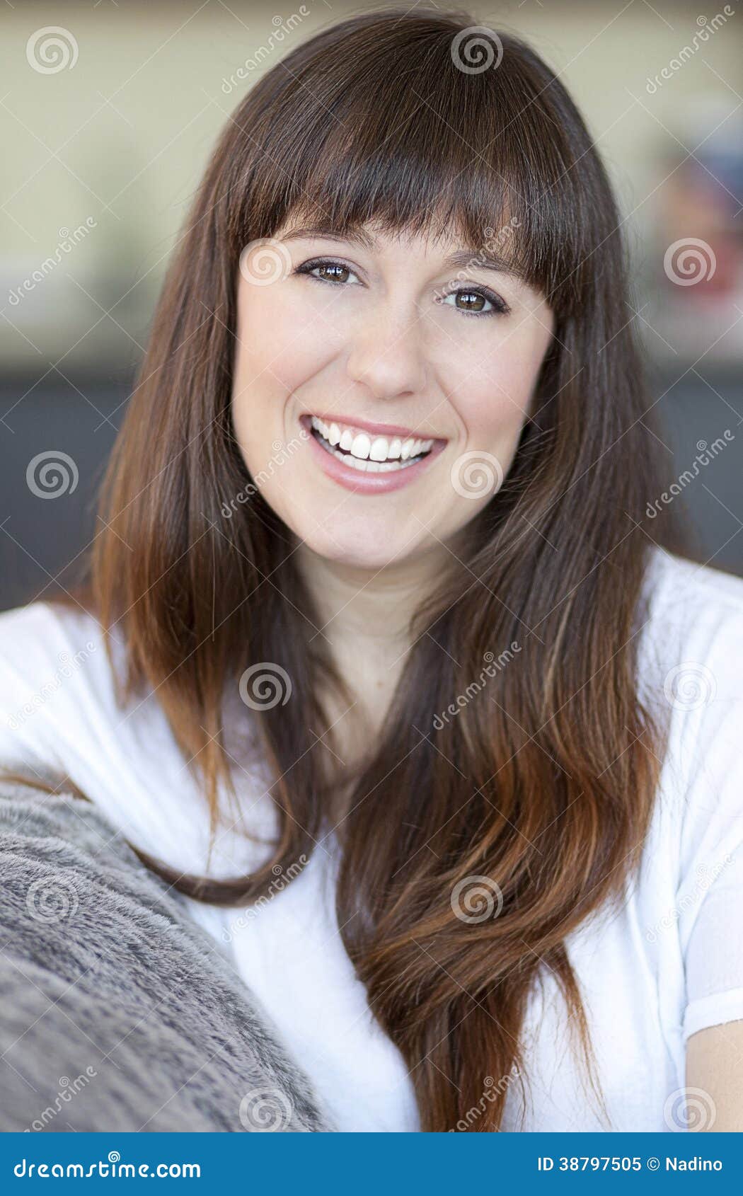 Woman Smiling at the Camera Stock Image - Image of camera, happiness ...