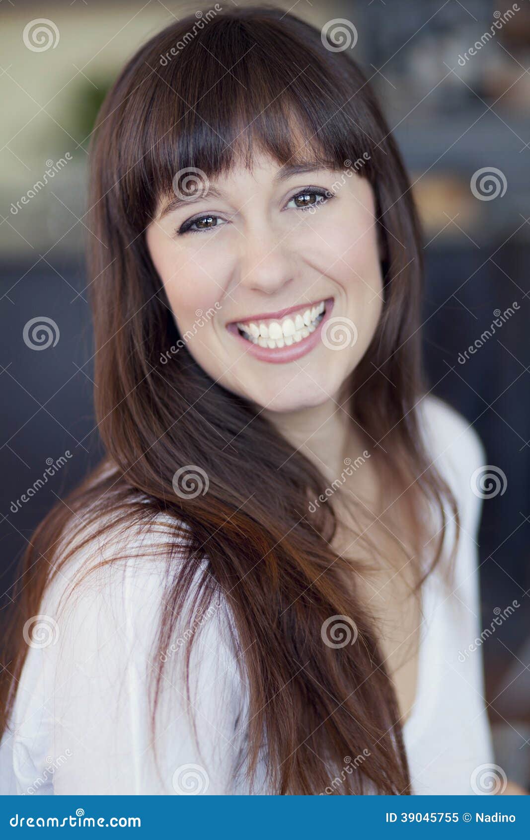 Woman Smiling at the Camera Stock Image - Image of brown, adult: 39045755