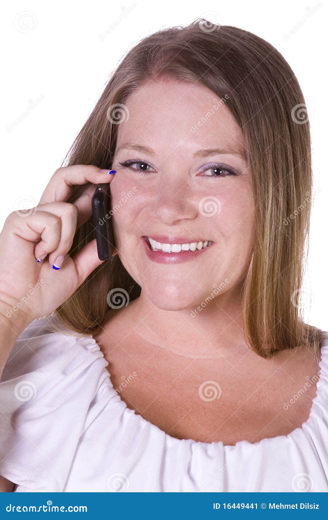 Woman Smiling while Chatting on Phone Stock Image - Image of cute ...
