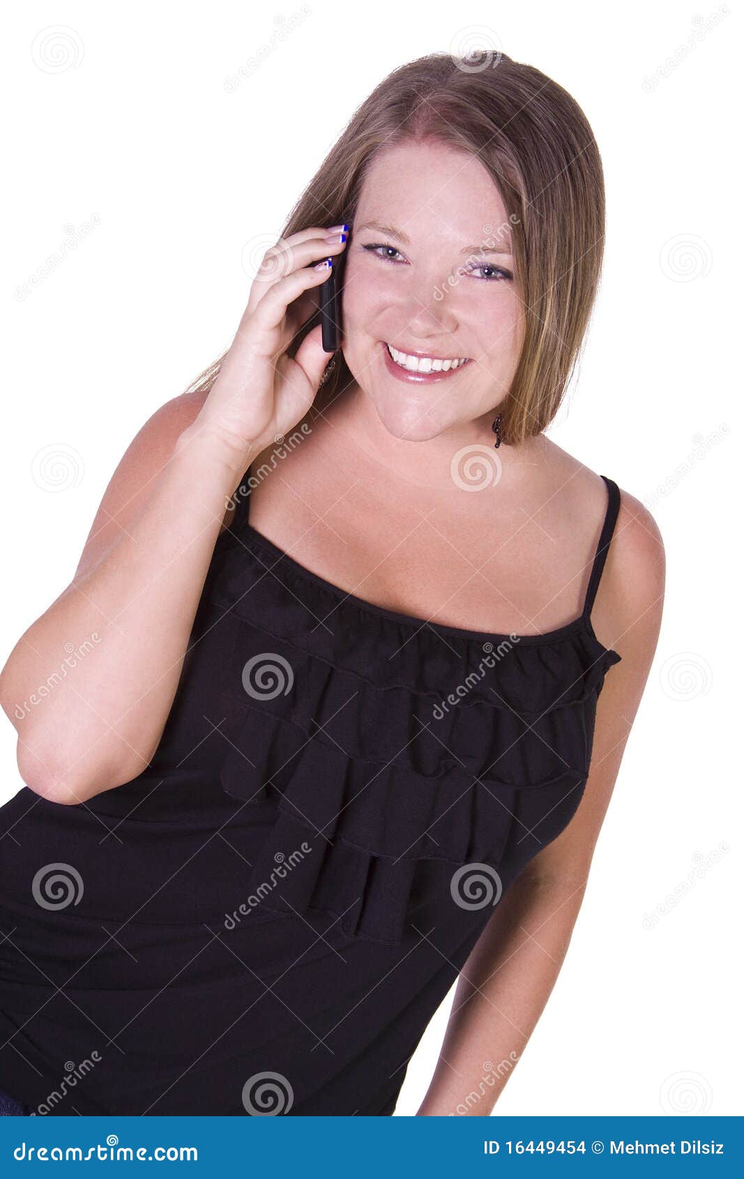Woman Smiling while Chatting on Phone Stock Photo - Image of joyful ...