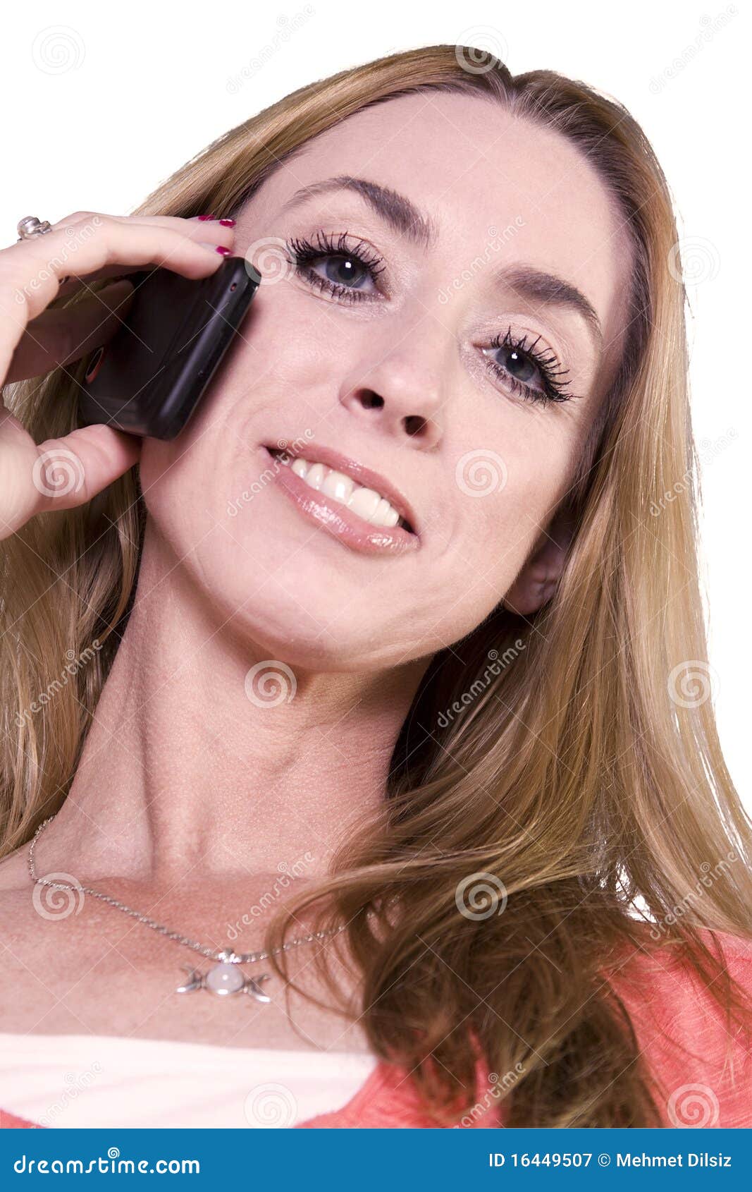 Woman Smiling while Chatting on Phone Stock Image - Image of adult ...