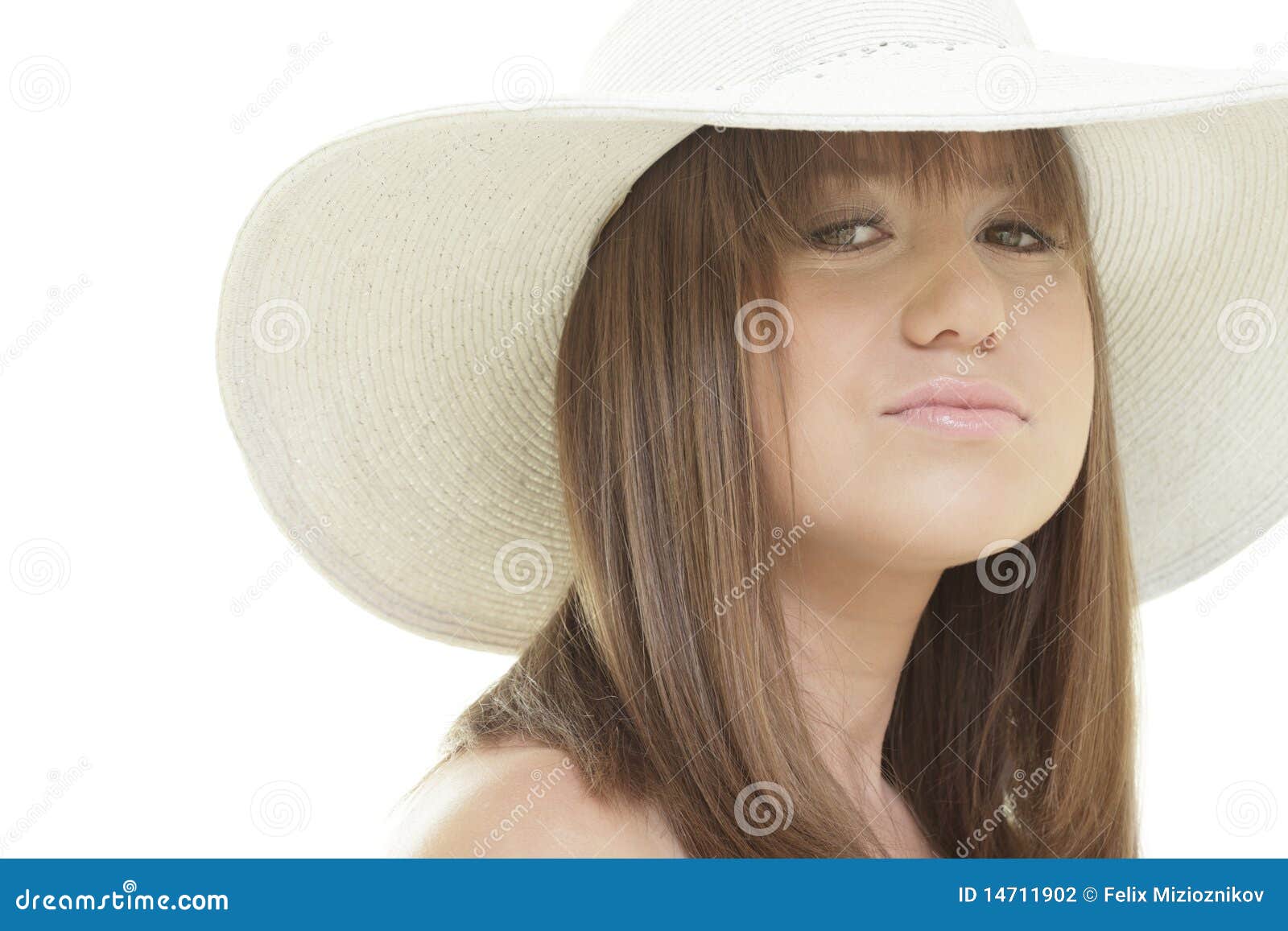 Woman smiling with a hat stock photo. Image of white - 14711902