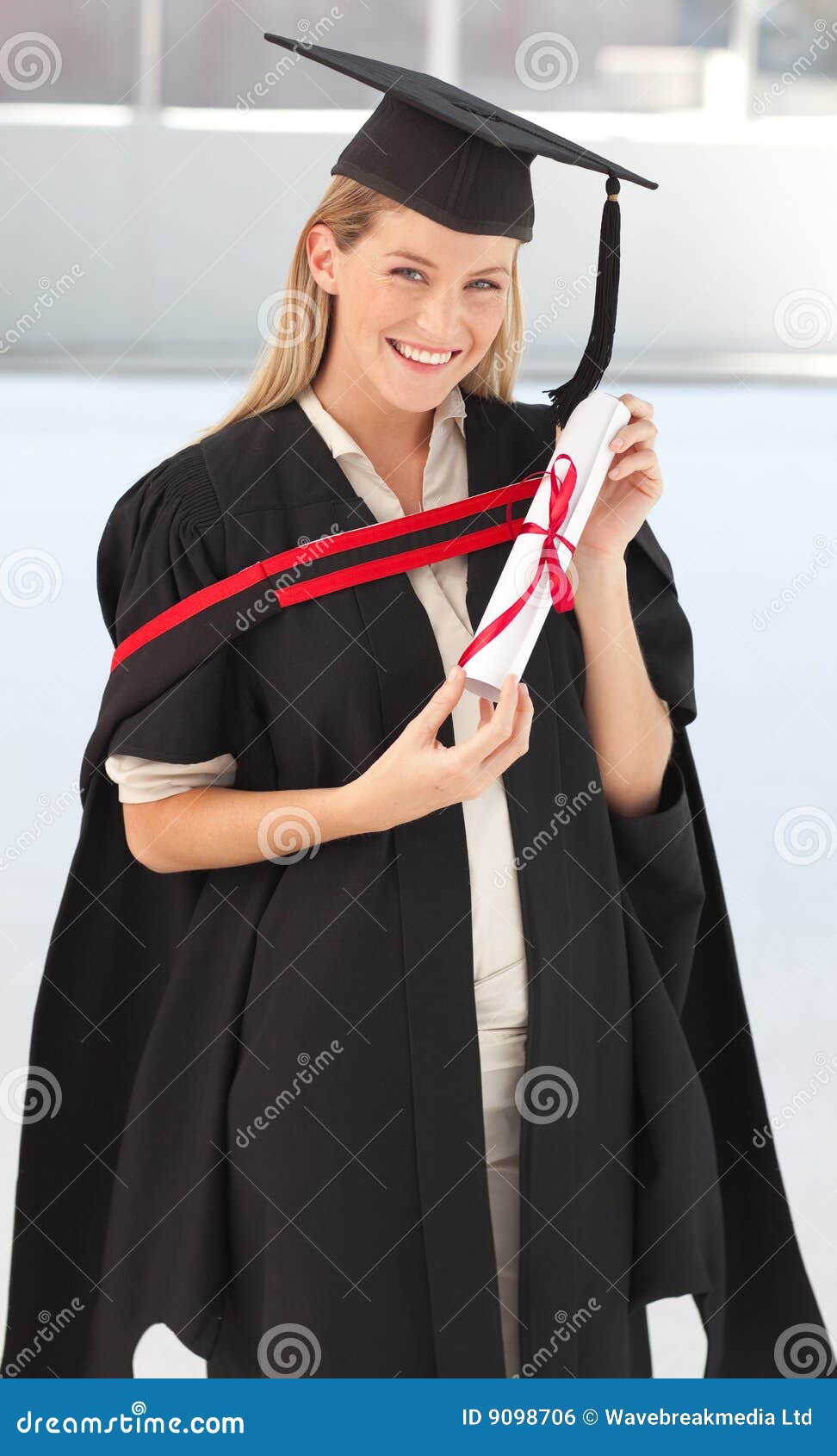 Woman Smiling at Her Graduation Stock Photo - Image of blonde, plooking ...