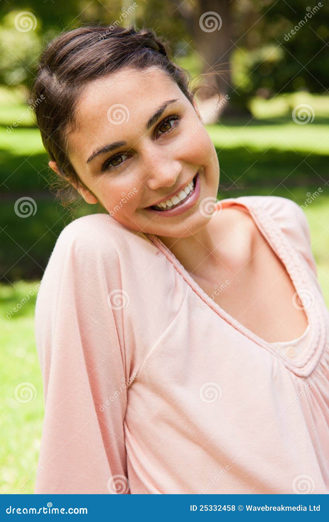 Woman Smiling with Her Head Tilted To the Side Stock Photo - Image of ...