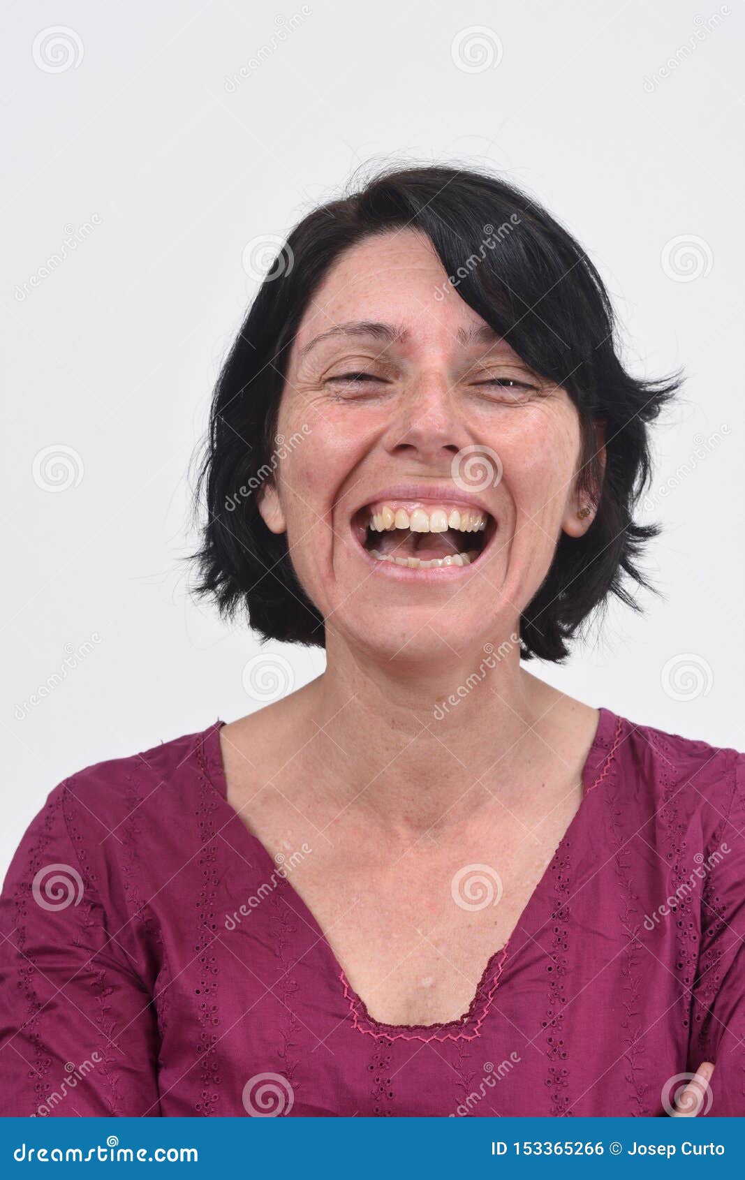 Woman Smiling with Her Mouth Open Stock Photo - Image of casual ...