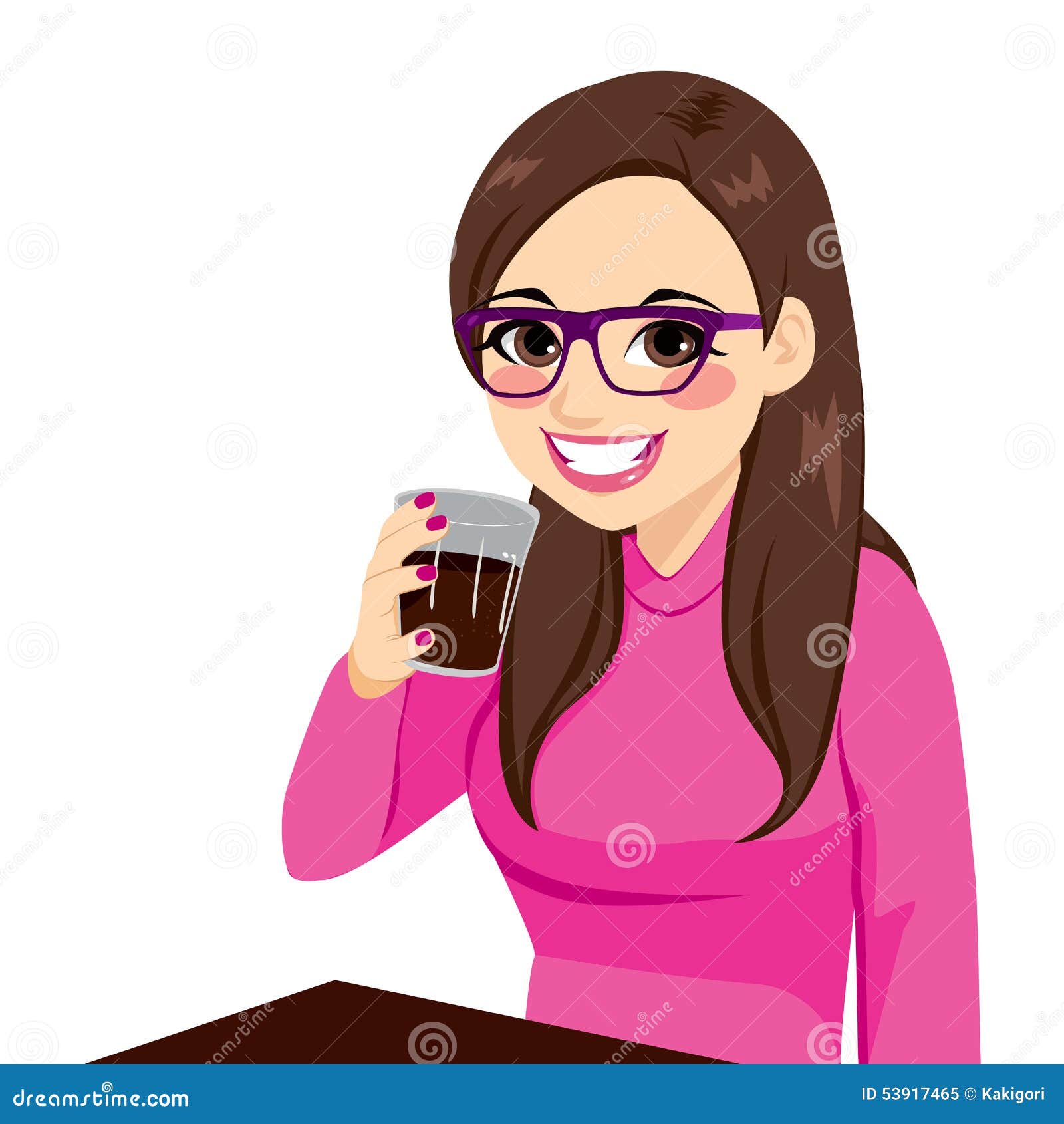 Woman Smiling Holding Drink Stock Vector - Illustration of female ... Woman Smiling Holding Drink Stock Vector - Illustration of female ...