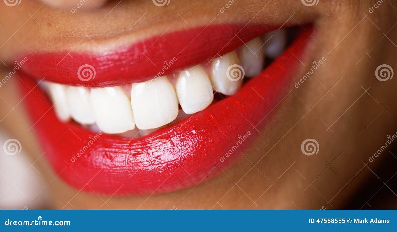 Woman Smiling with Red Lipstick Stock Image - Image of mouth, black ...