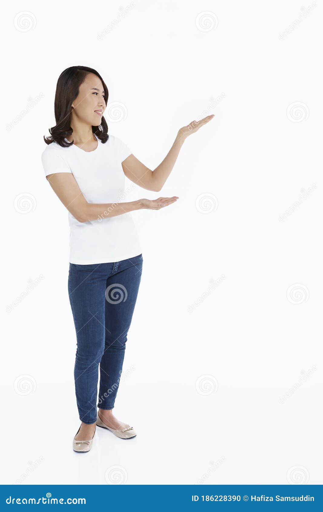 Woman Smiling and Showing Hand Gesture Stock Photo - Image of color ...