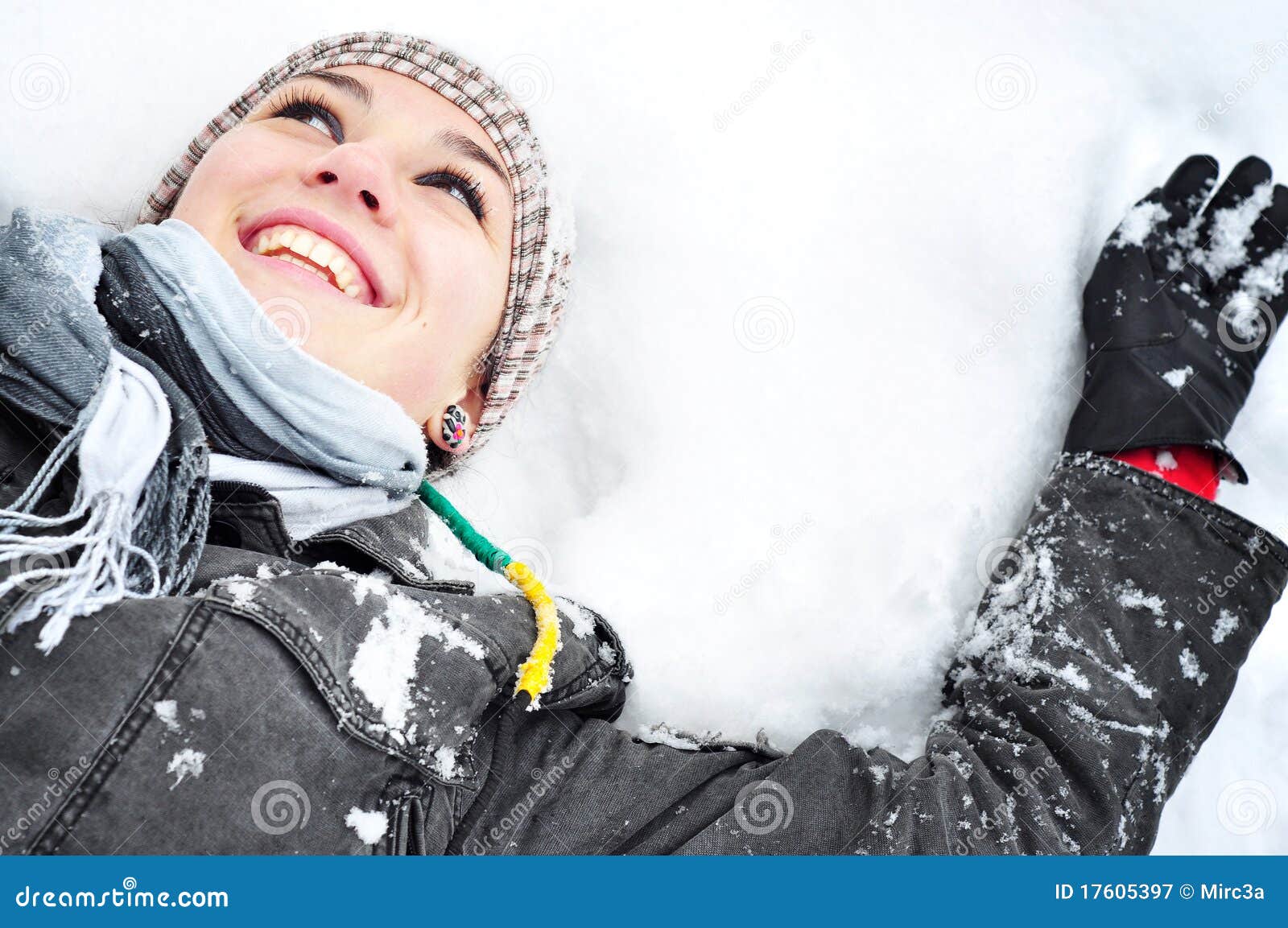 Woman smiling in snow stock image. Image of outdoors - 17605397