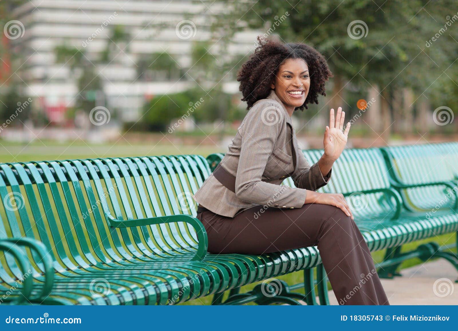 Woman smiling and waving stock image. Image of american - 18305743