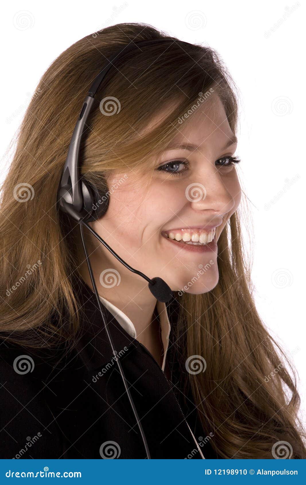 Woman Smiling Wearing Headset Stock Photo - Image of professional ...