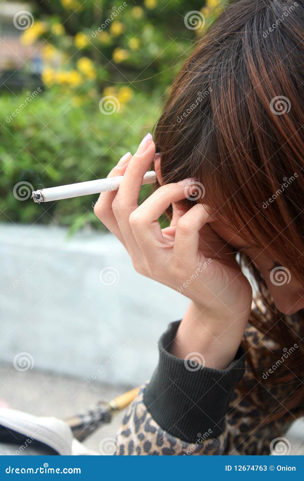 Woman Smoker Feeling Stressed Stock Image - Image of lady, casual: 12674763