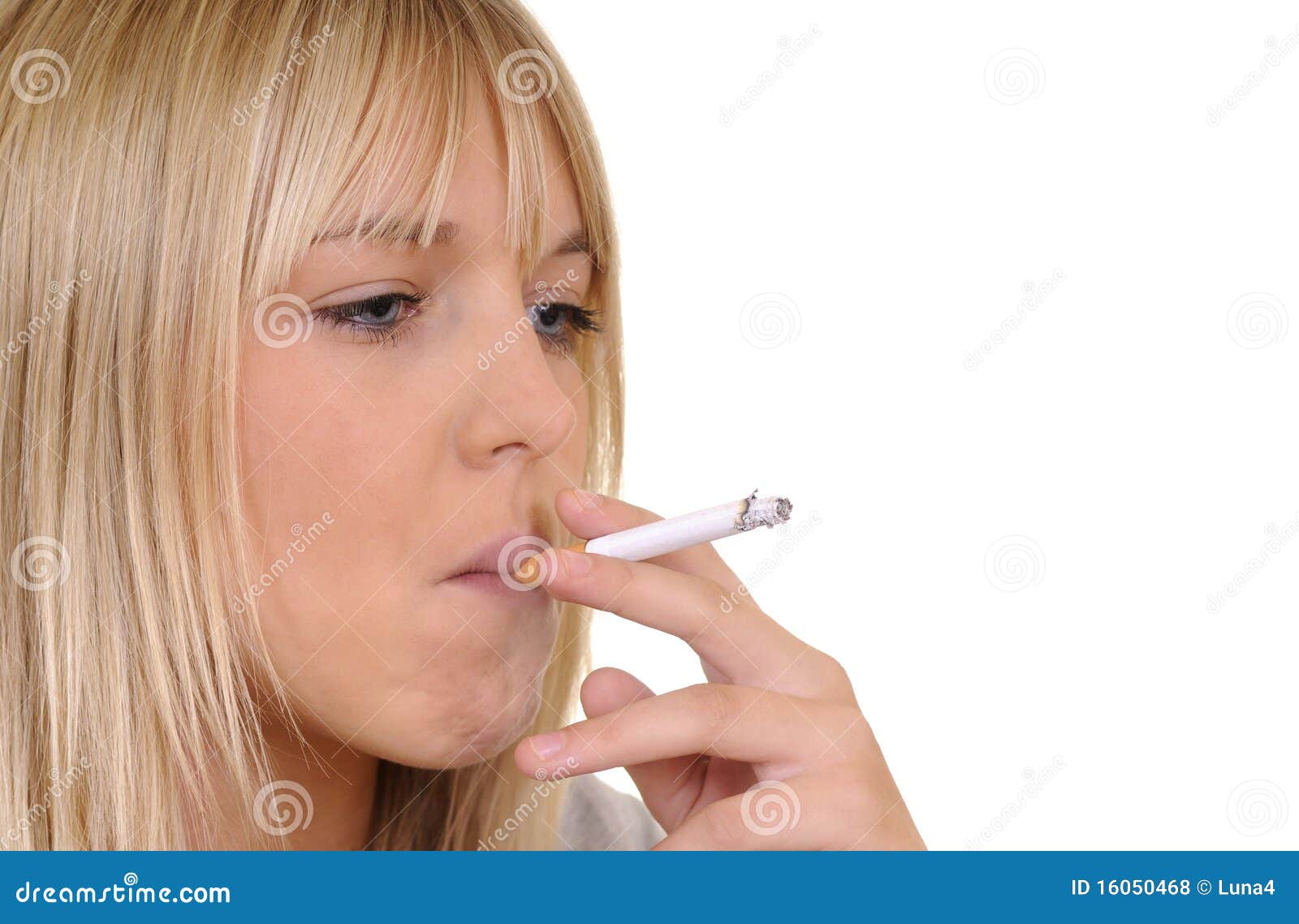 Woman smoking a cigarette stock photo. Image of blond - 16050468
