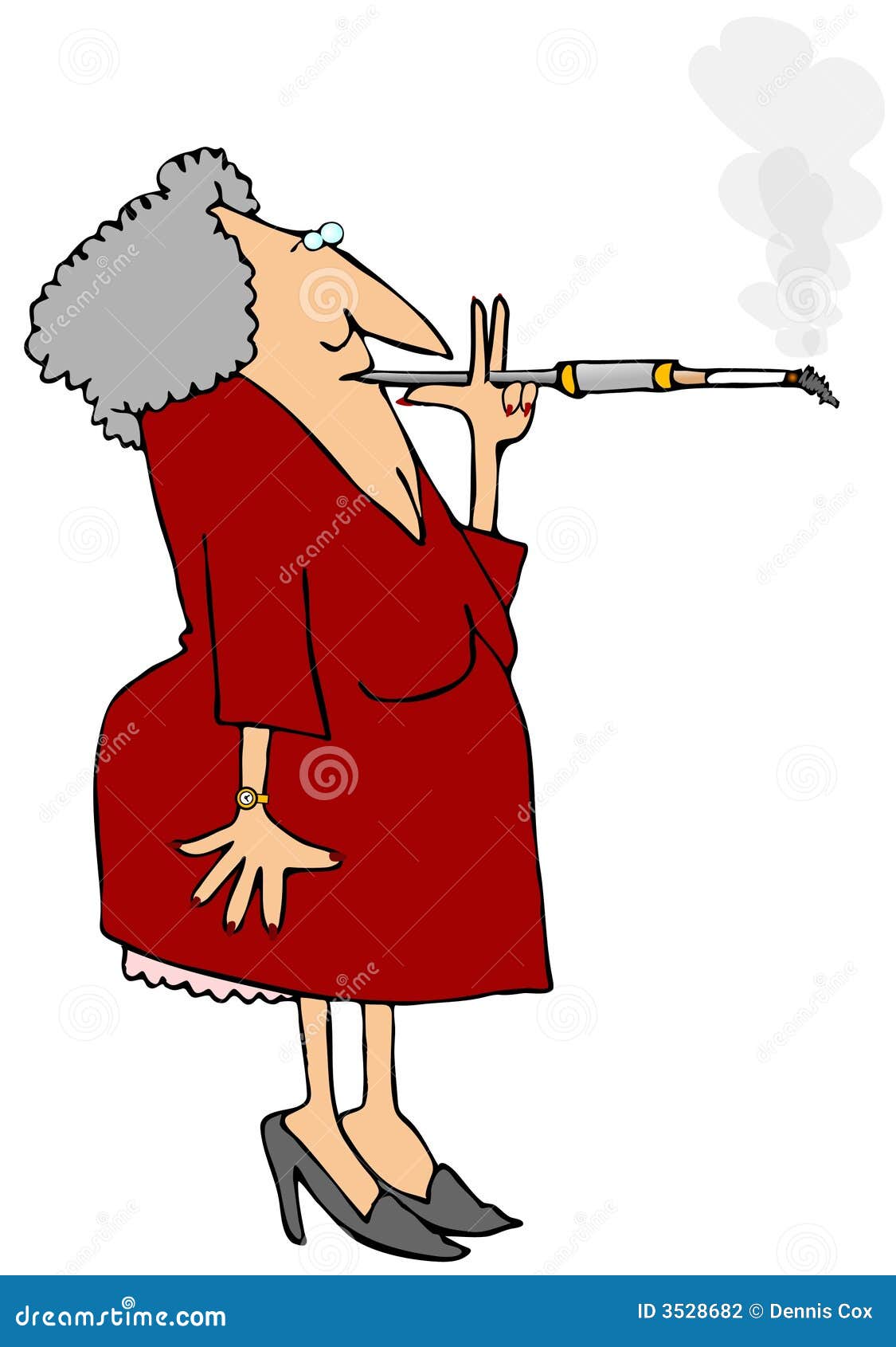 Woman Smoking a Cigarette stock illustration. Illustration of lady ...