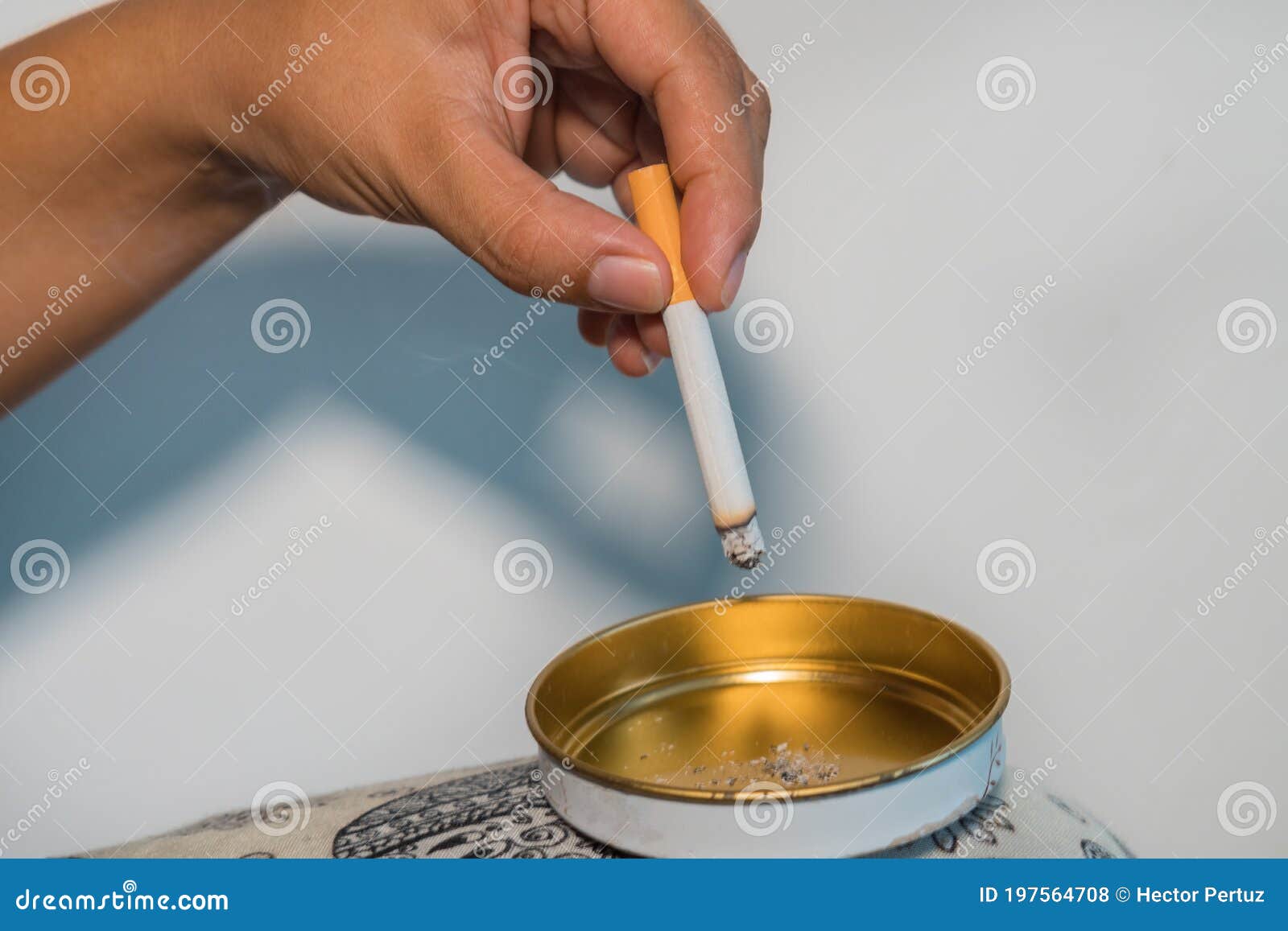 Woman Smoking Cigarette and Using an Ashtray Stock Photo - Image of ...