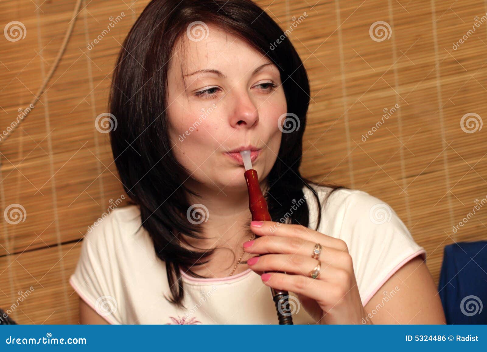 Woman smoking pipe stock photo. Image of ring, cheeks - 5324486