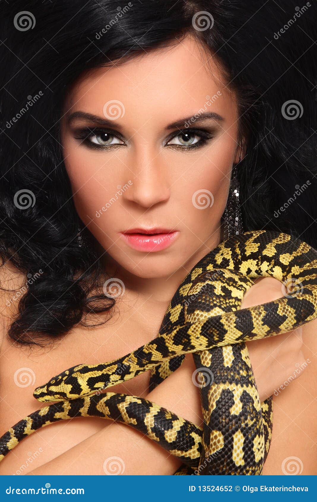 Woman with snake stock photo. Image of babe, hairstyle - 13524652