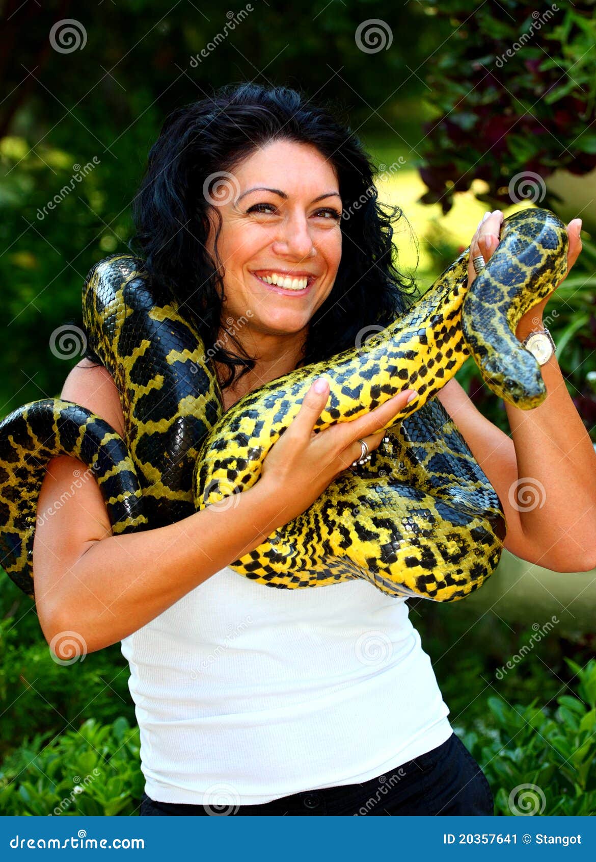 A woman with snake stock image. Image of attractive, cute - 20357641