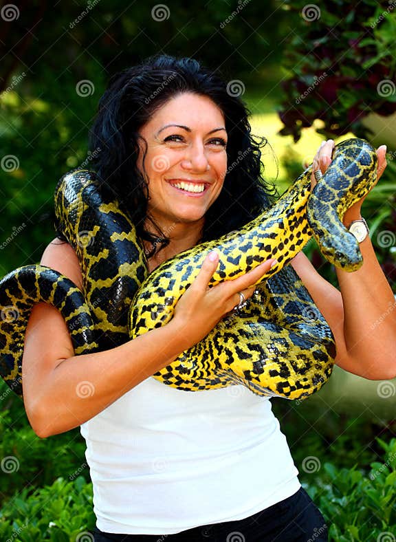 A woman with snake stock image. Image of attractive, cute - 20357641