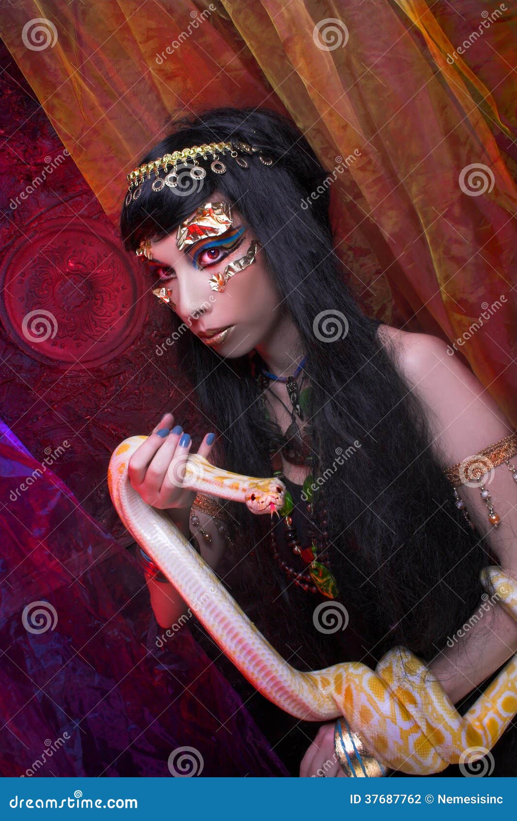 Woman with snake. stock photo. Image of beauty, girl - 37687762