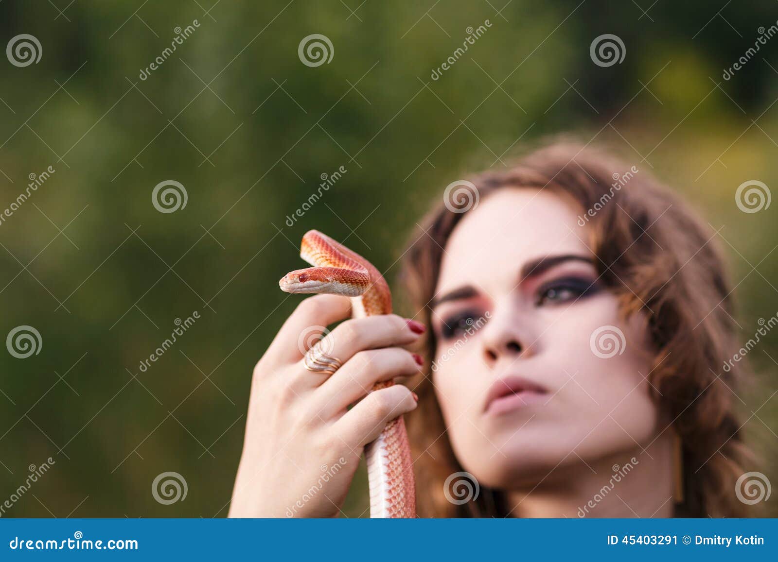 Woman with snake stock image. Image of damask, adult - 45403291