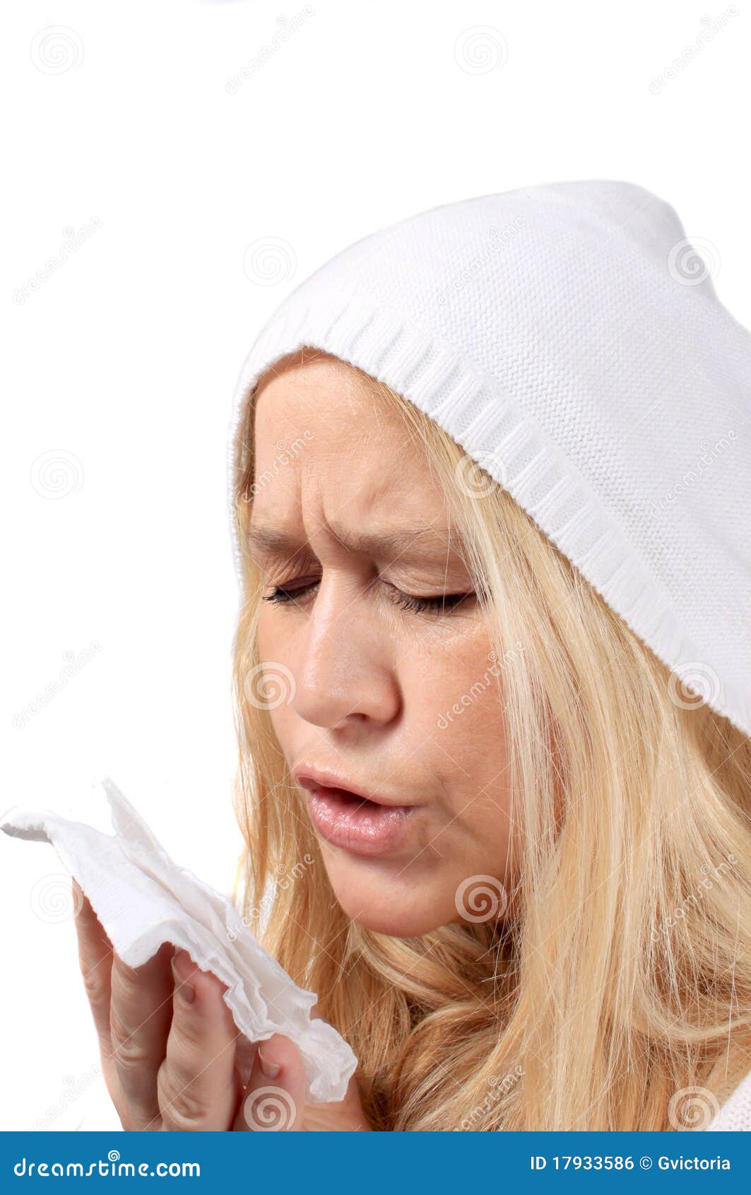 Woman sneezing stock photo. Image of blond, woman, allergy - 17933586