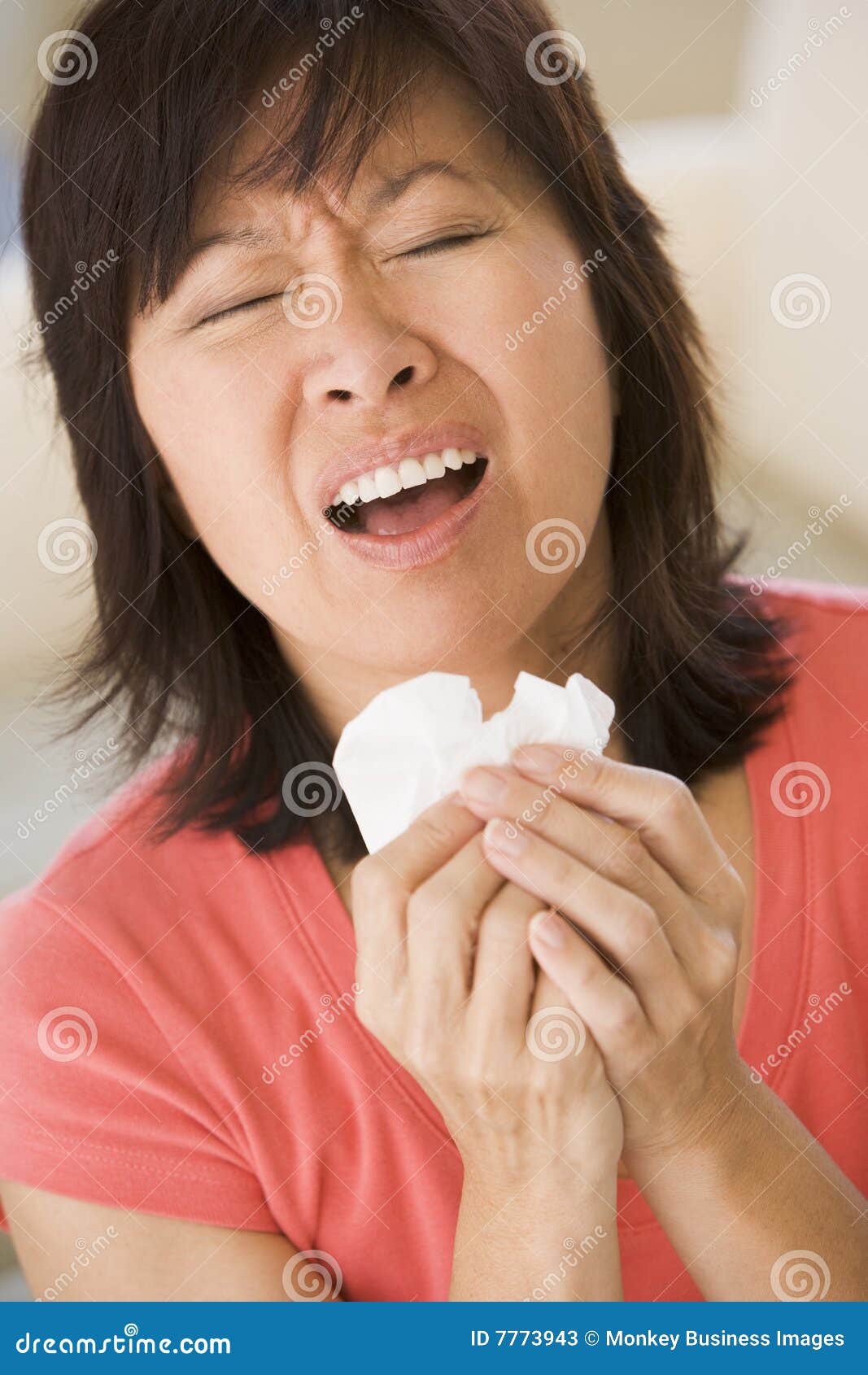 Woman Sneezing stock image. Image of fifties, issue, hayfever - 7773943