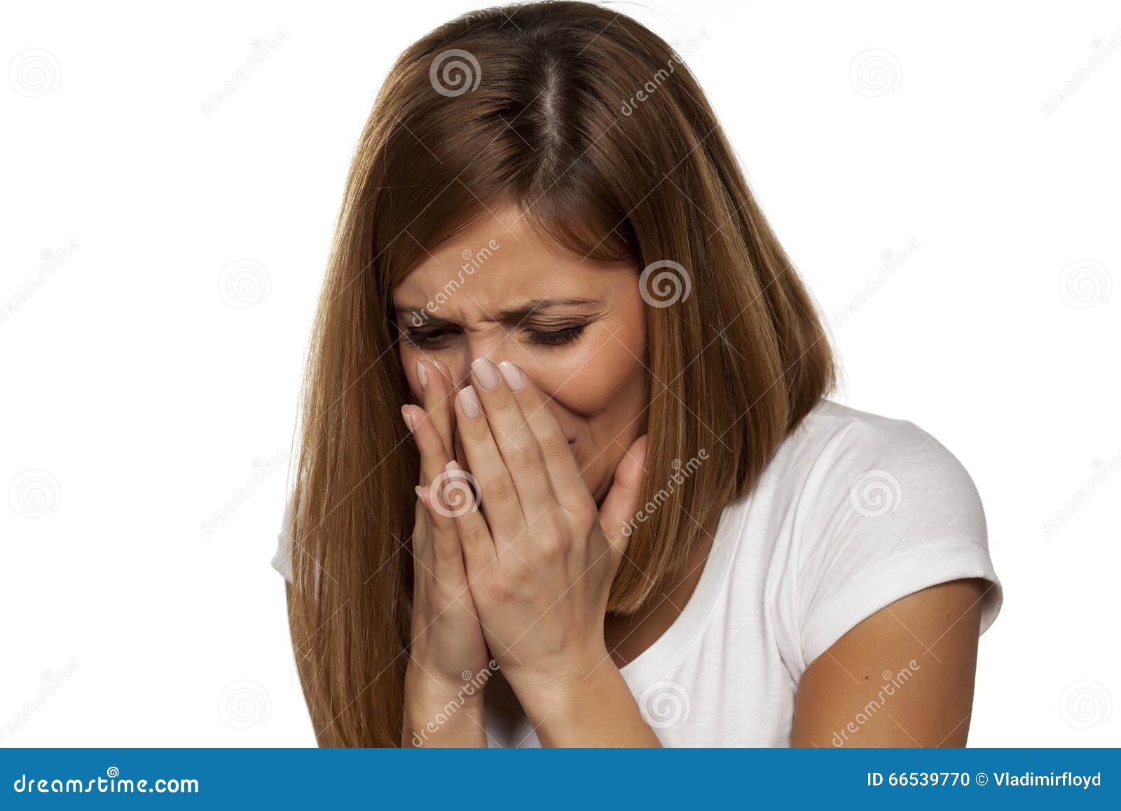 Woman sneezing stock photo. Image of background, cold - 66539770