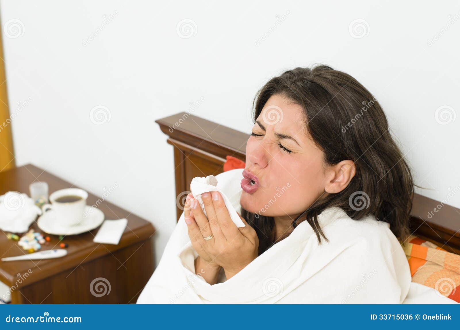Woman Sneezing stock photo. Image of headache, healthcare - 33715036