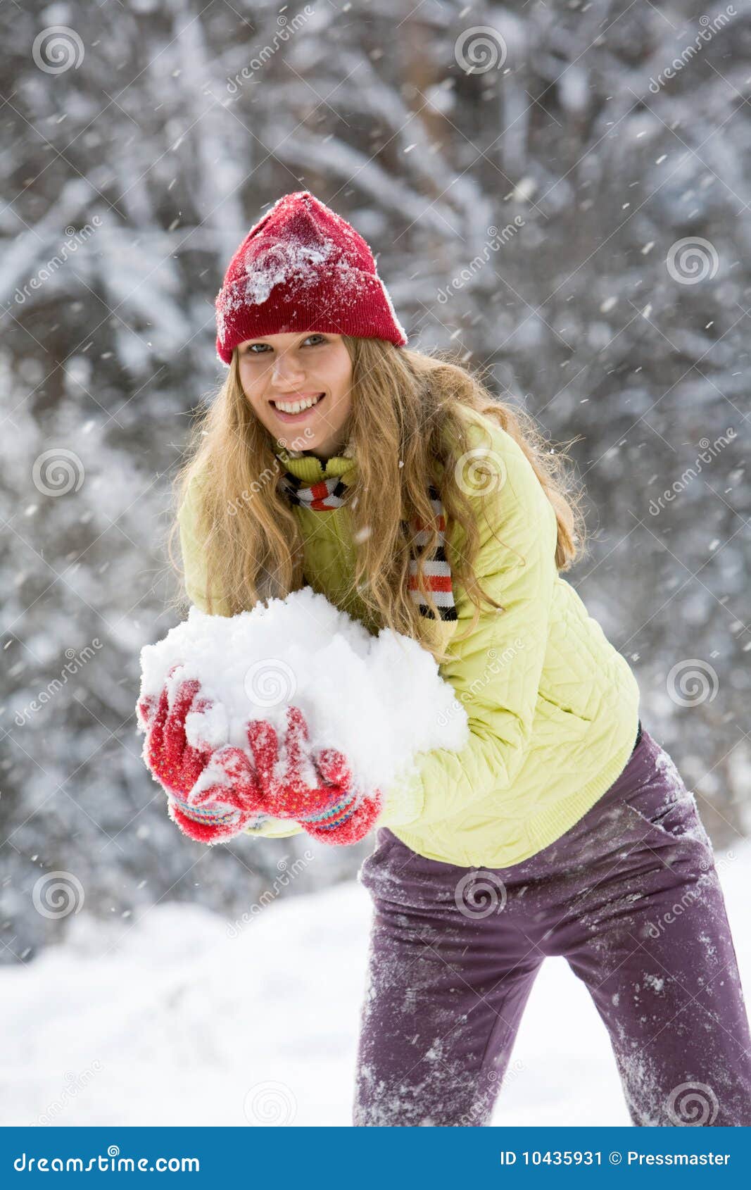 Woman with snow stock image. Image of beauty, enjoy, pretty - 10435931