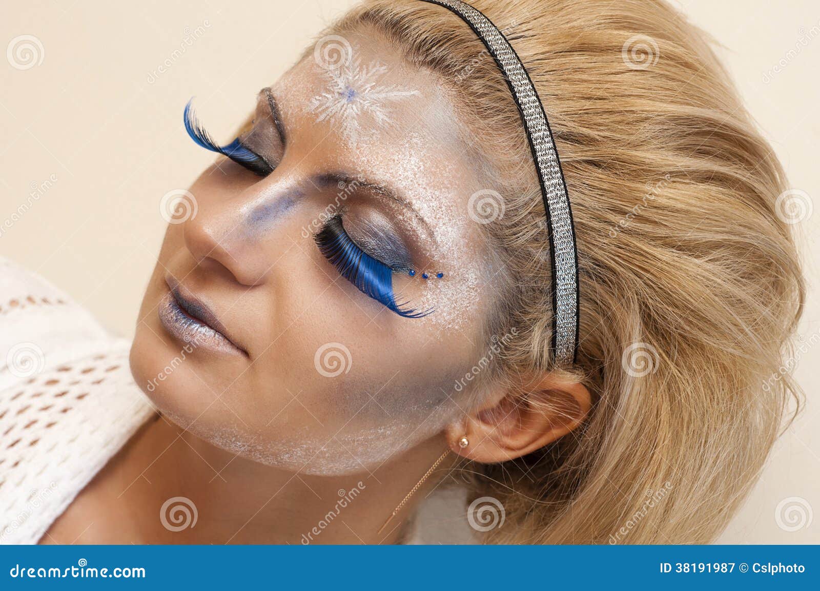 Woman with snow make-up stock image. Image of snow, women - 38191987