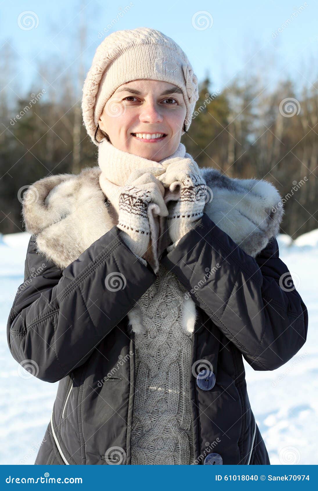 Woman in the snow stock photo. Image of travel, nature - 61018040