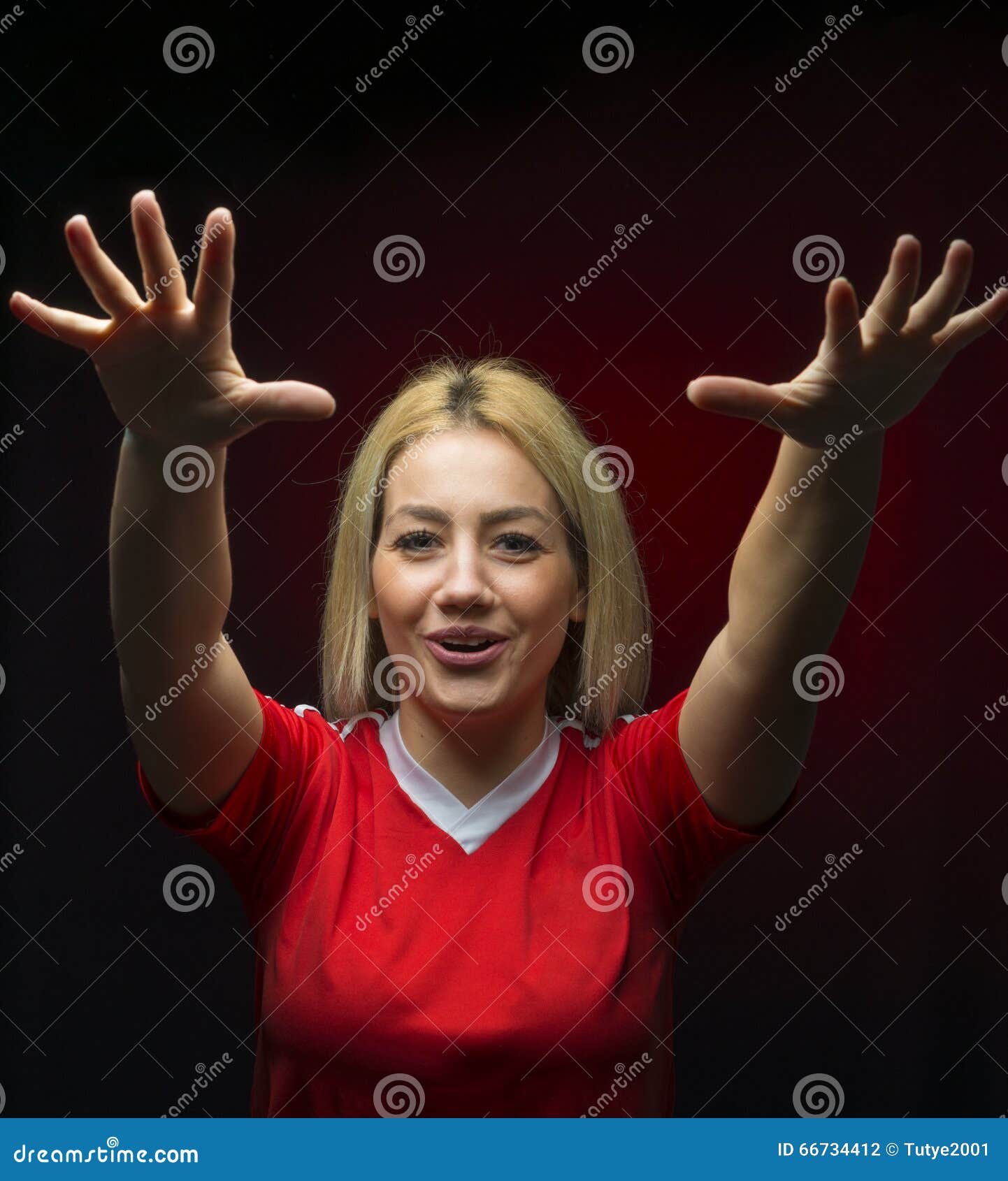 Woman Soccer Cheering the Team Stock Photo - Image of cheering, nails ...