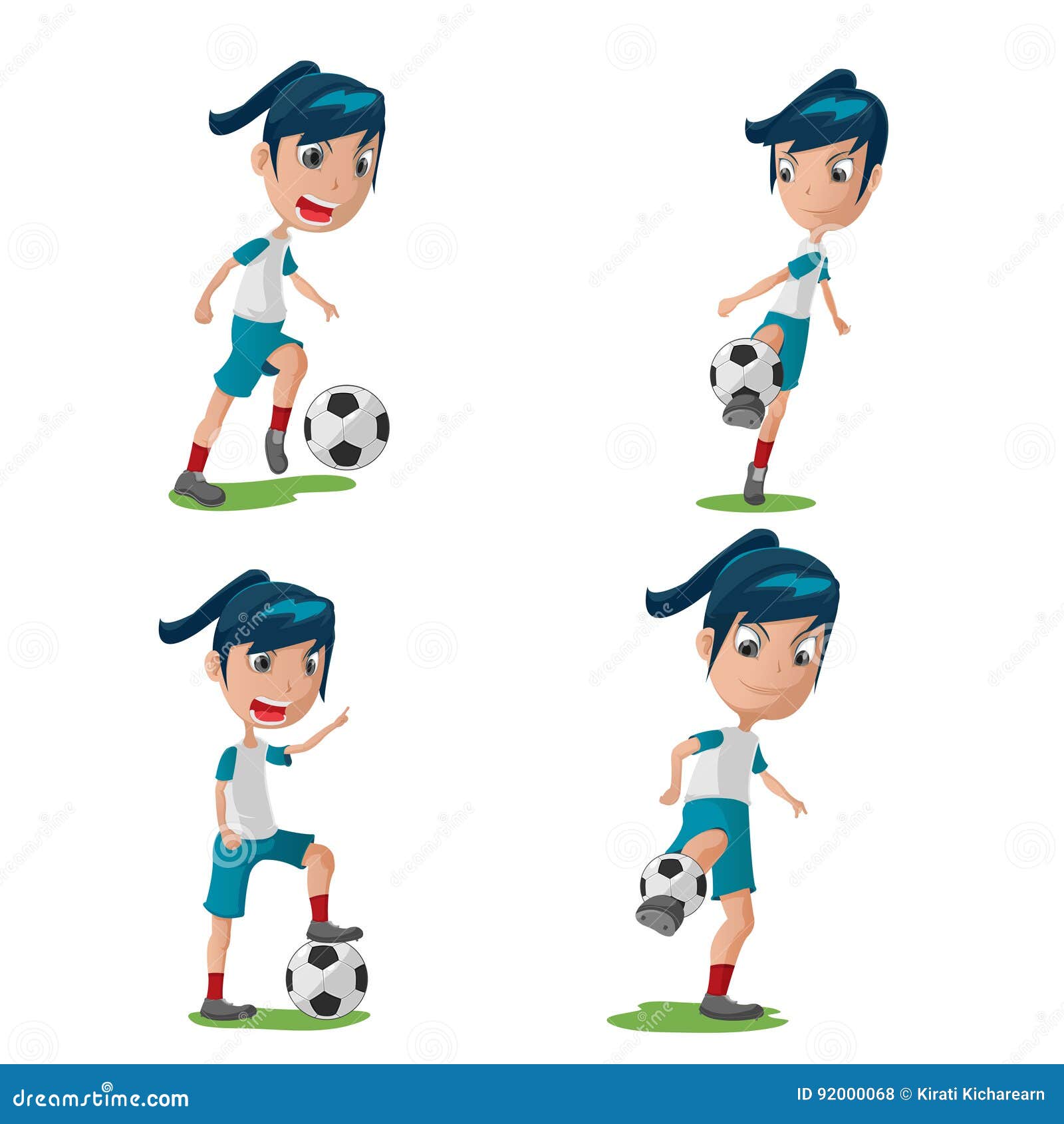 Woman Soccer Player Character Pose Set Vector Stock Illustration ...