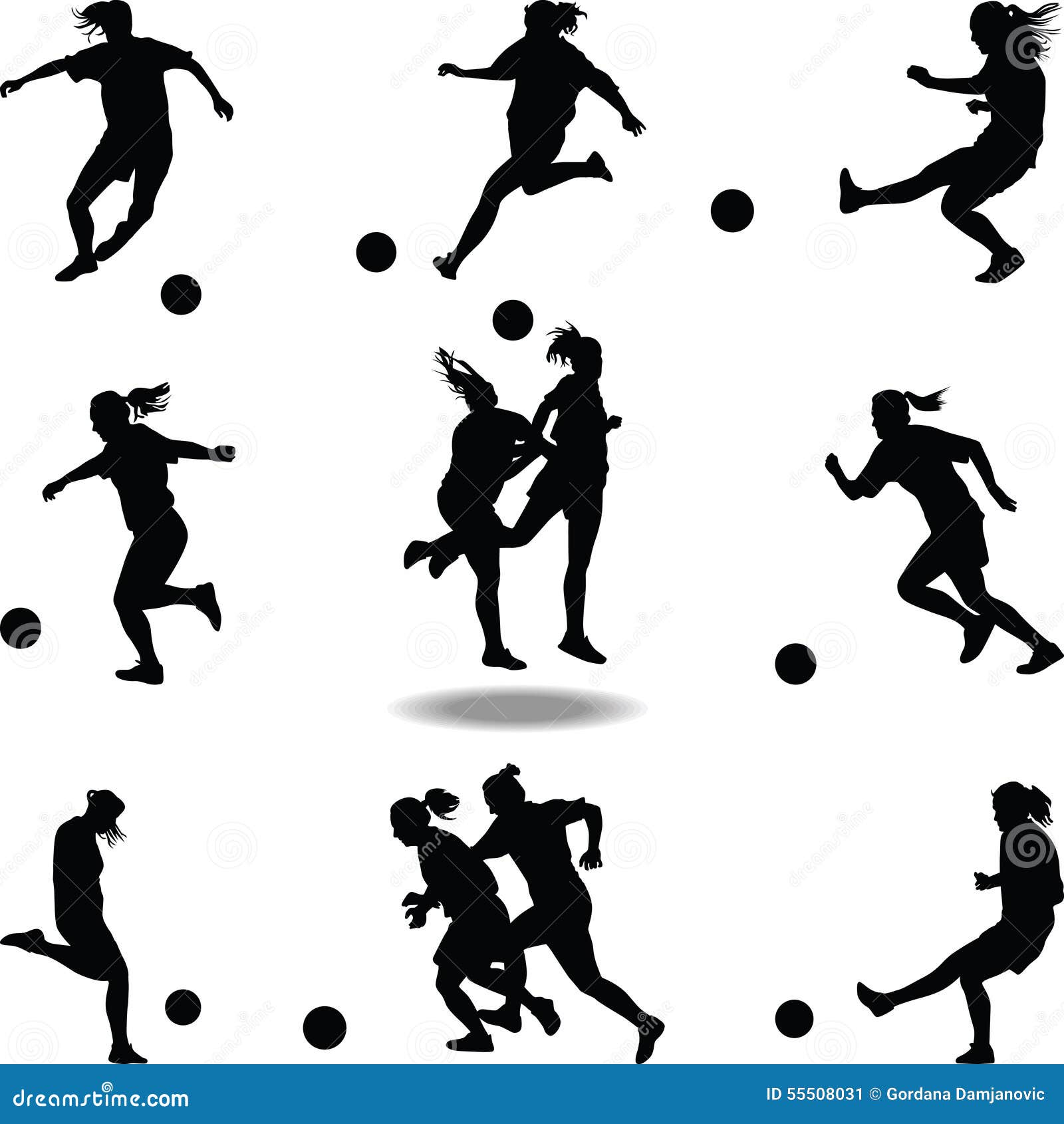 Woman Soccer Player Silhouette Vector Stock Vector - Illustration of ...