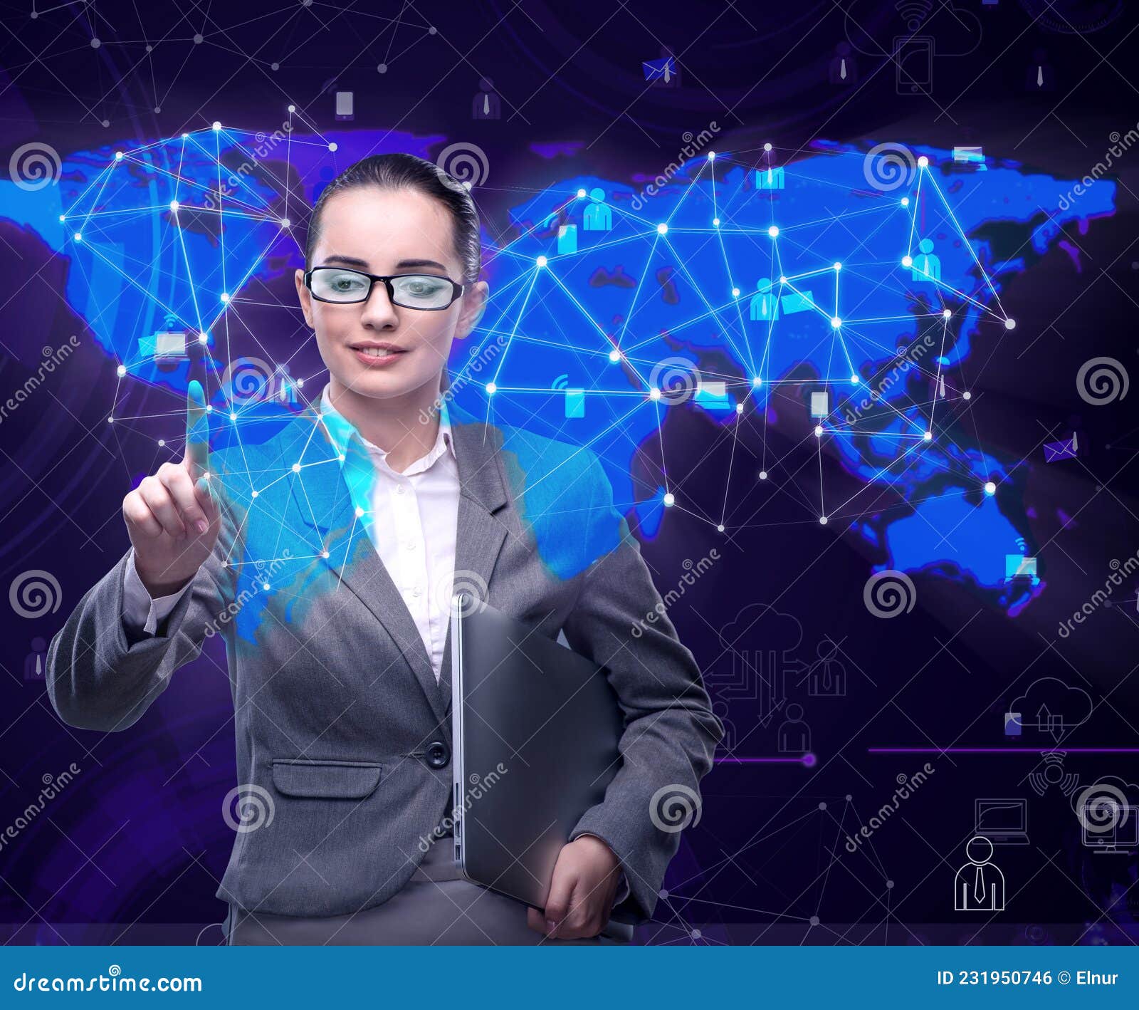 Woman in Social Data Management Concept Stock Photo - Image of ...