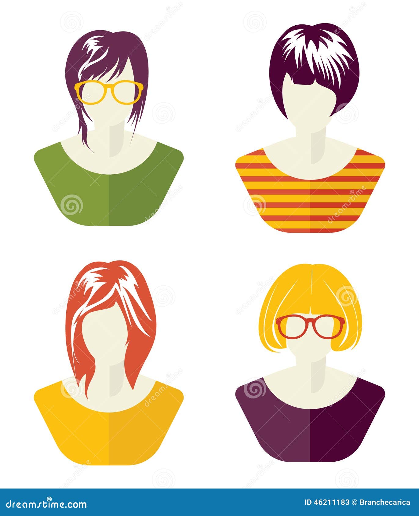 Woman Social Network Avatar Collection Stock Vector - Illustration of ...