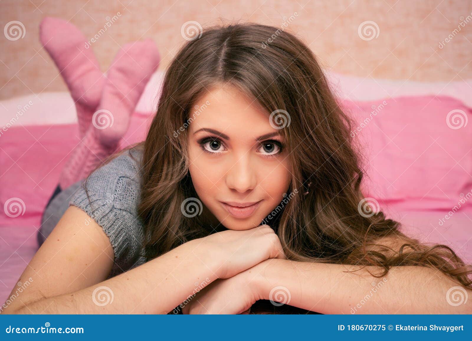 Woman In Socks Lying Stock Image Image Of Attractive 180670275
