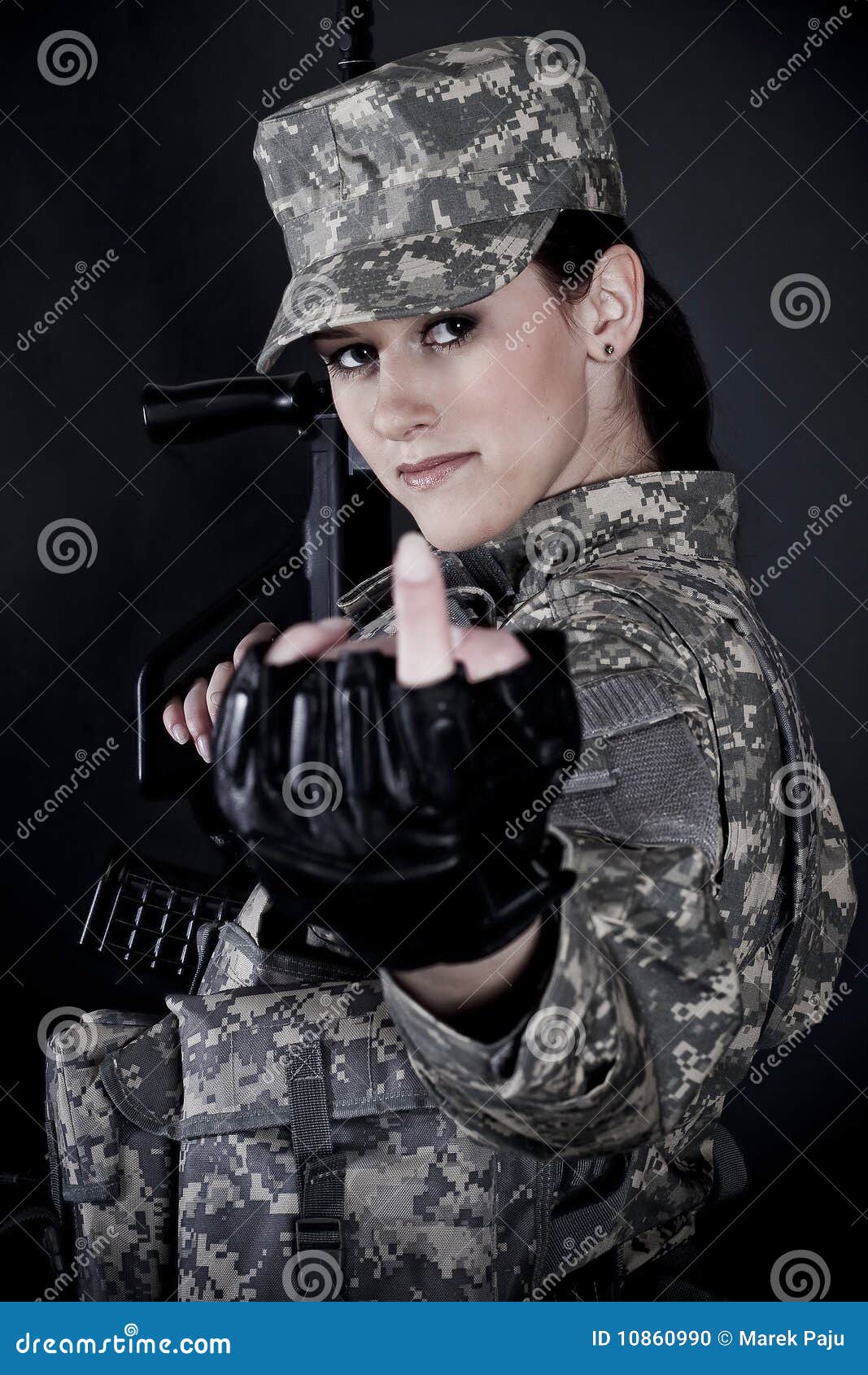Woman Soldier stock photo. Image of camouflage, grey - 10860990