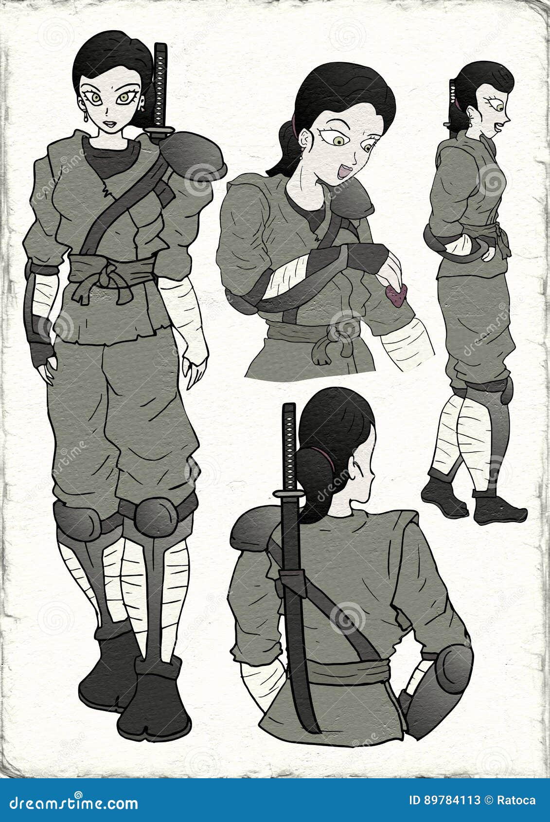 Woman soldier draw stock illustration. Illustration of papyrus - 89784113